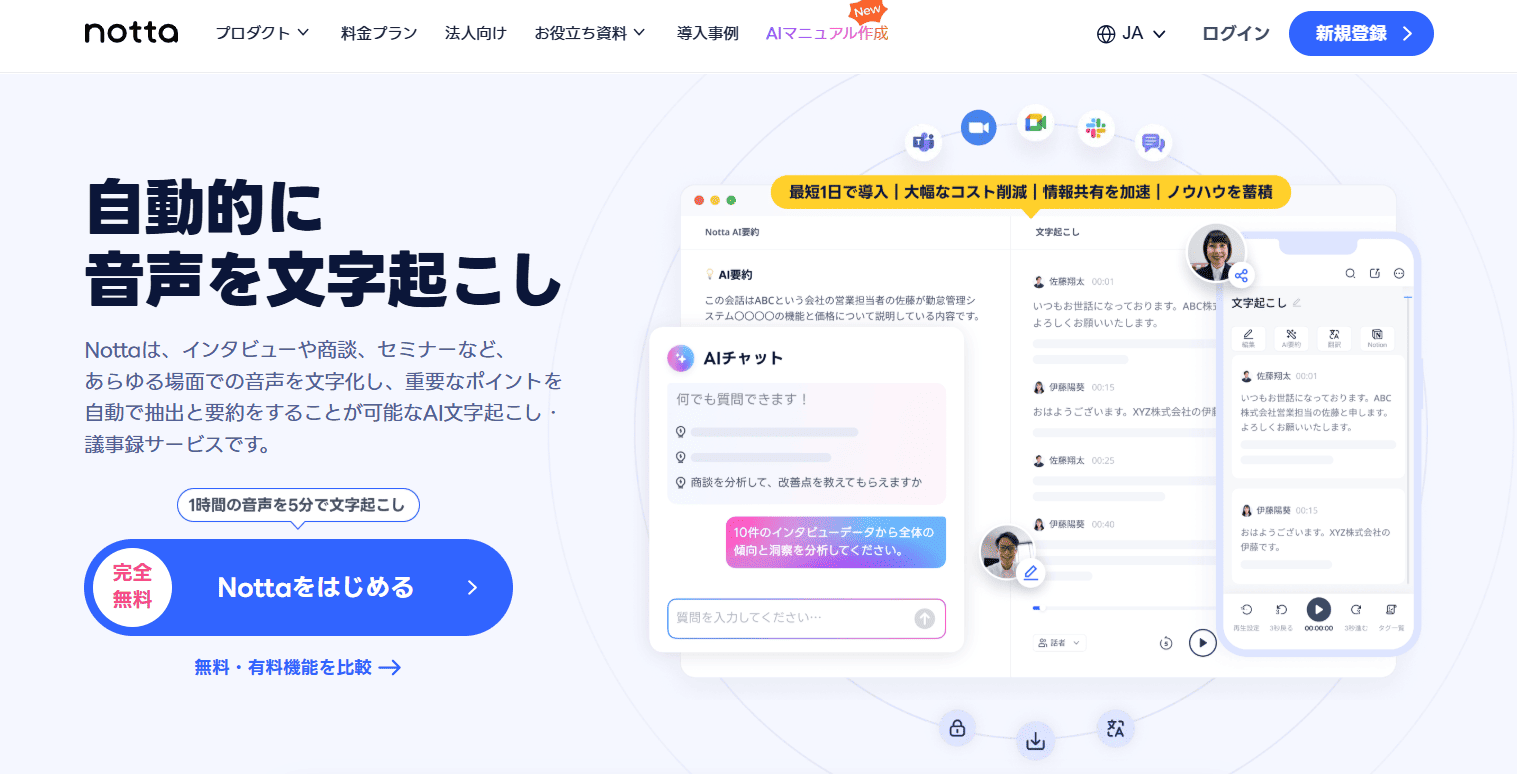 Notta（ノッタ）とは？特徴、料金プランと使い方 - 株式会社ProFab